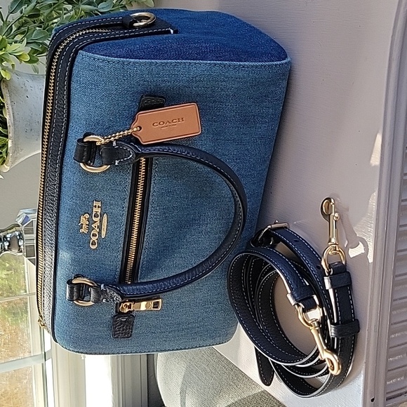 Coach | Bags | Like New Coach Denim Rowan Satchel Crossbody Bag | Poshmark